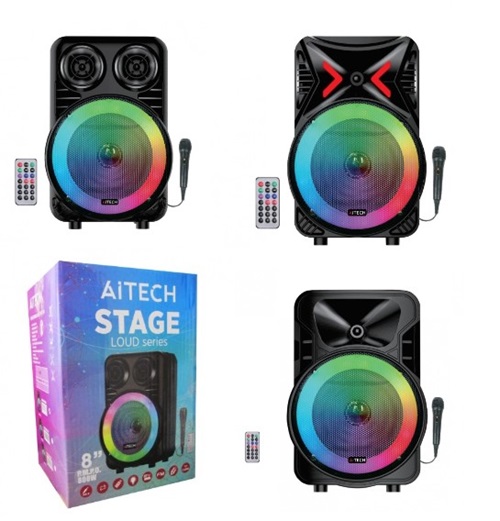 PARLANTE AITECH STAGE BLUETOOTH 8" LUCES RGB AI-801